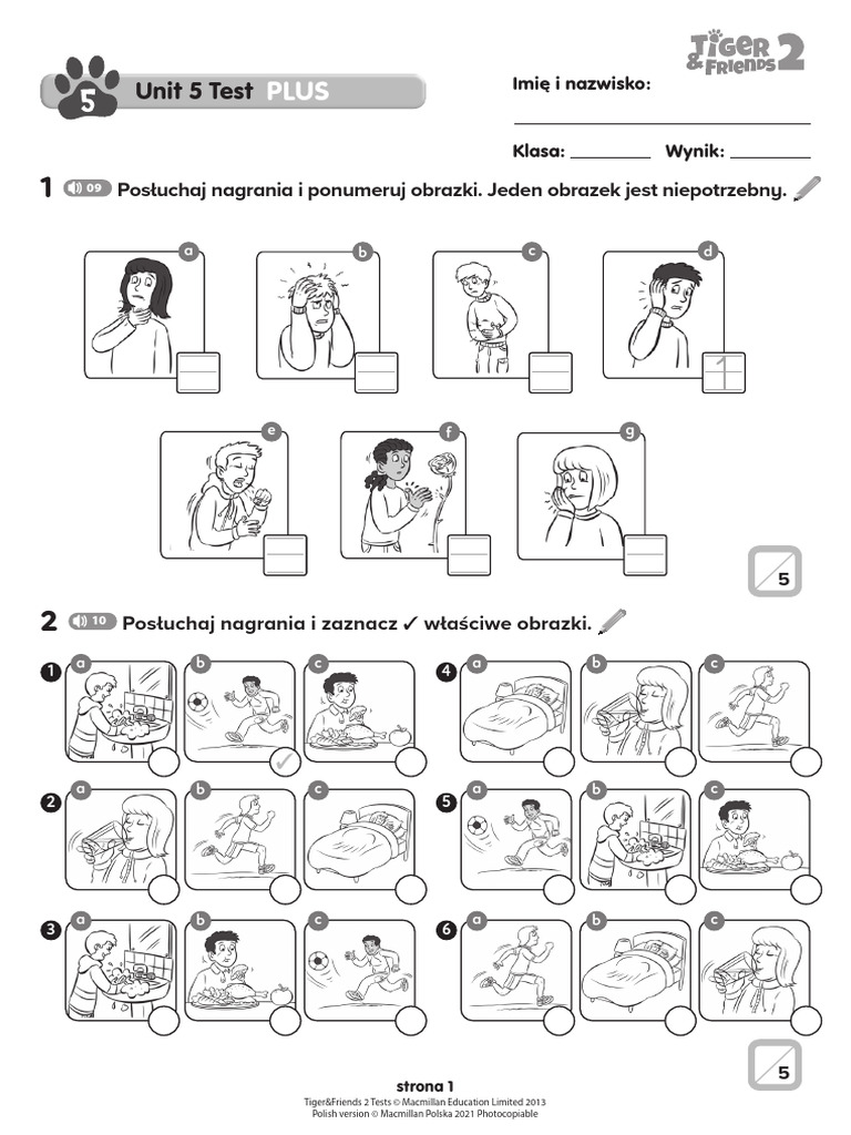 Tiger and Friends 2 - Unit - 5 - Test | PDF