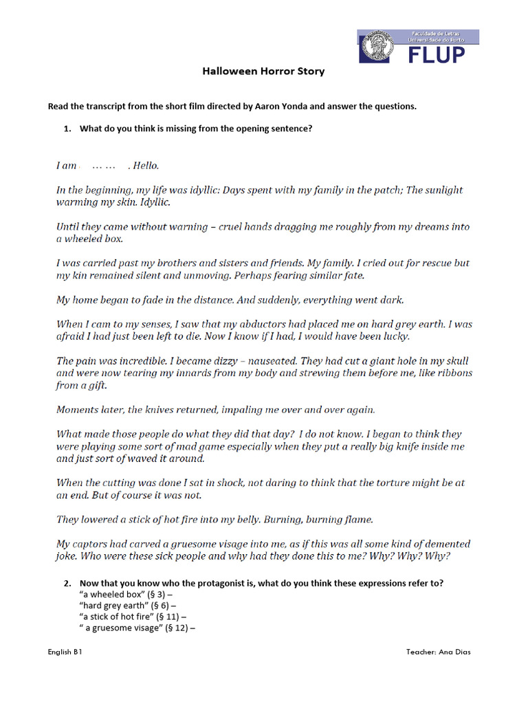 Halloween Horror Story Transcript Analysis | PDF