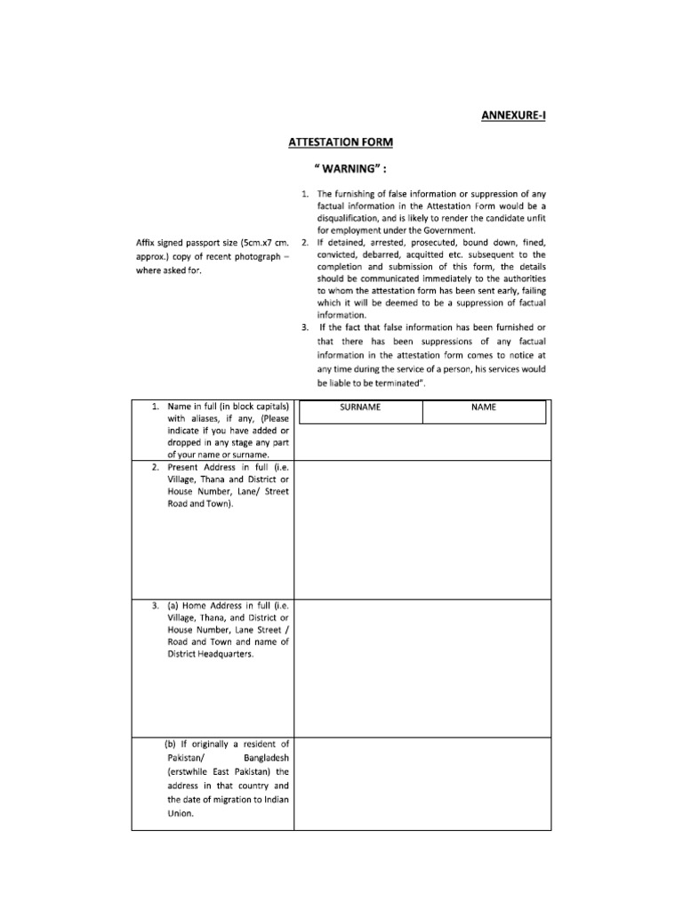 Specimen of Annexures FCI | PDF Specimen of Annexures FCI | PDF