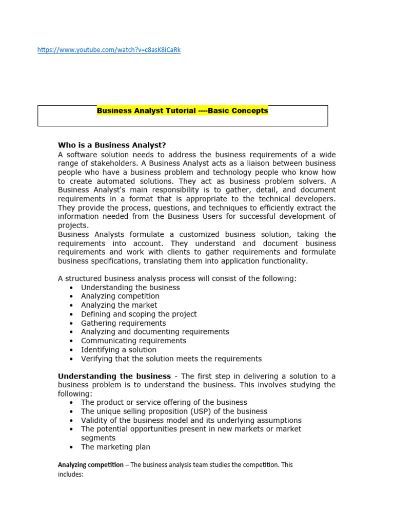 Business Analyst Tutorial | PDF | Software Testing | Software ...