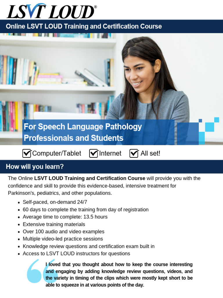 LSVT LOUD Certification for SLPs | PDF | Parkinson's Disease | Medicine