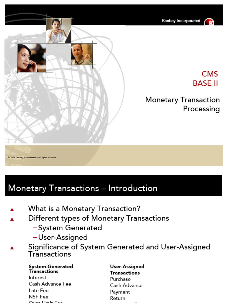 CMS Base II - Monetary Transaction Processing | PDF | Credit Card | Debit Card