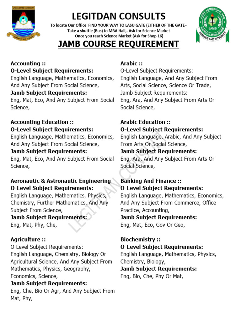 Lasu Course Requirement by Legitdan Consult | PDF | Science | Social ...