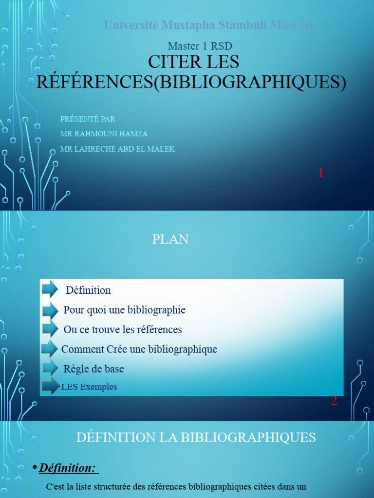 Citer Les Références (Bibliographiques) : Université Mustapha Stambuli ...
