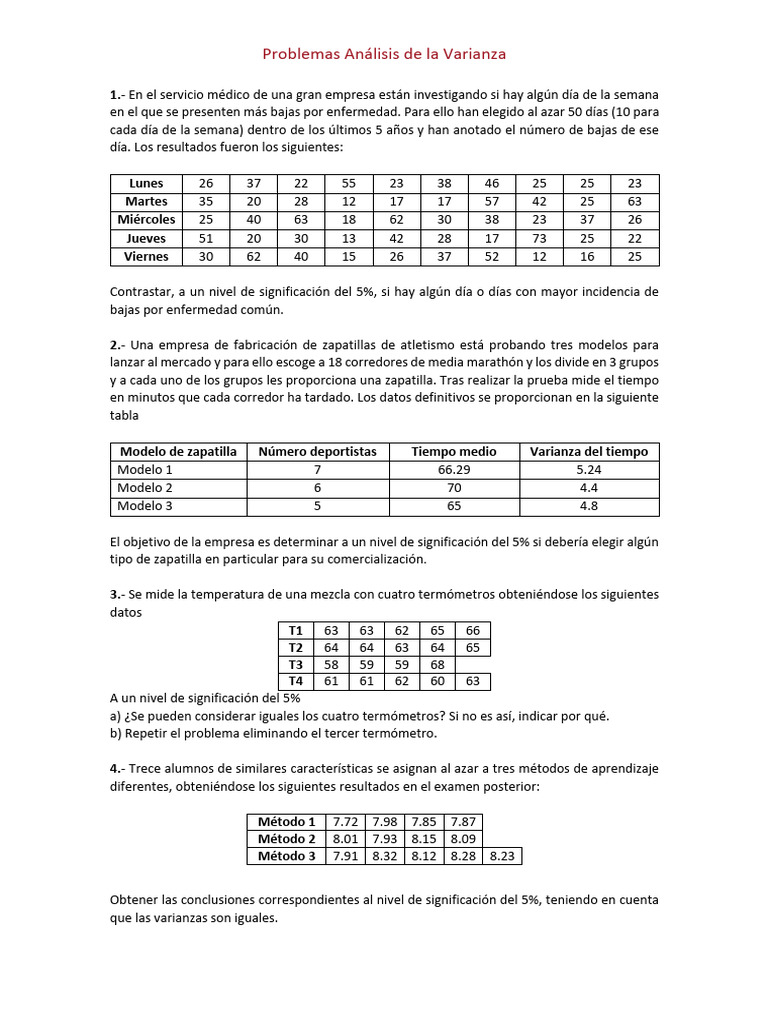AnaÌ Lisis de La Varianza | PDF