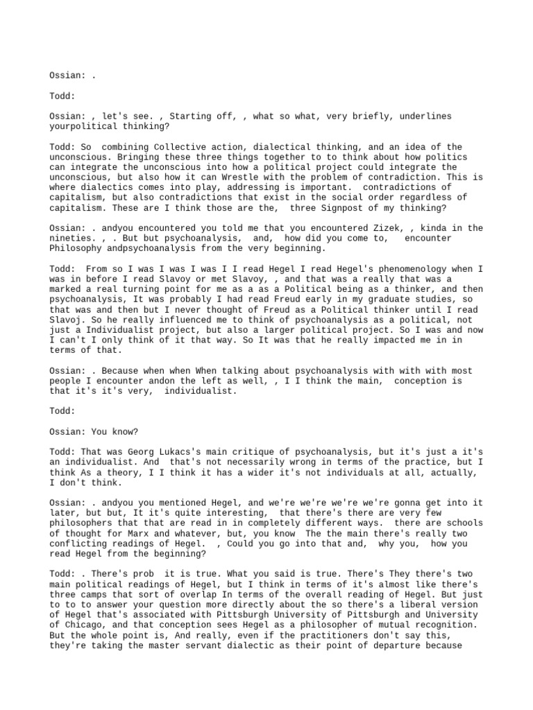 Interview McGowan | PDF | Georg Wilhelm Friedrich Hegel | Dialectic