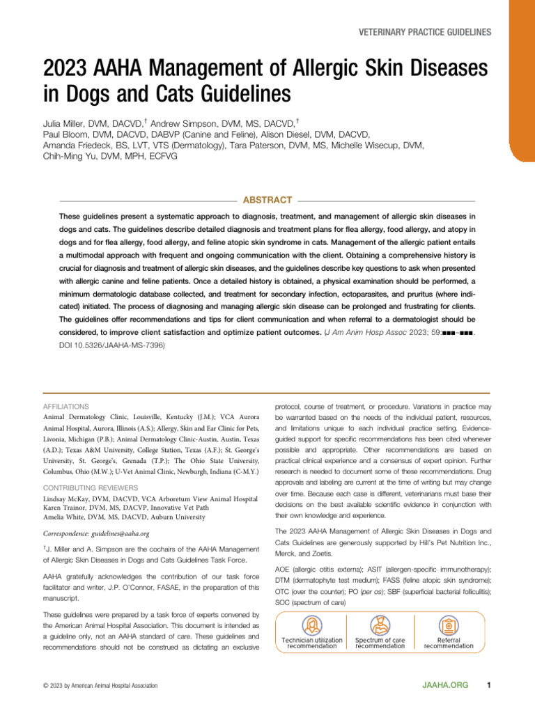2023 Aaha Management of Allergic Skin Diseases Guidelines | PDF ...