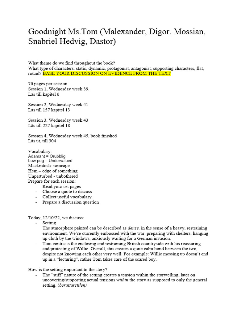 Goodnight Mr Tom | PDF