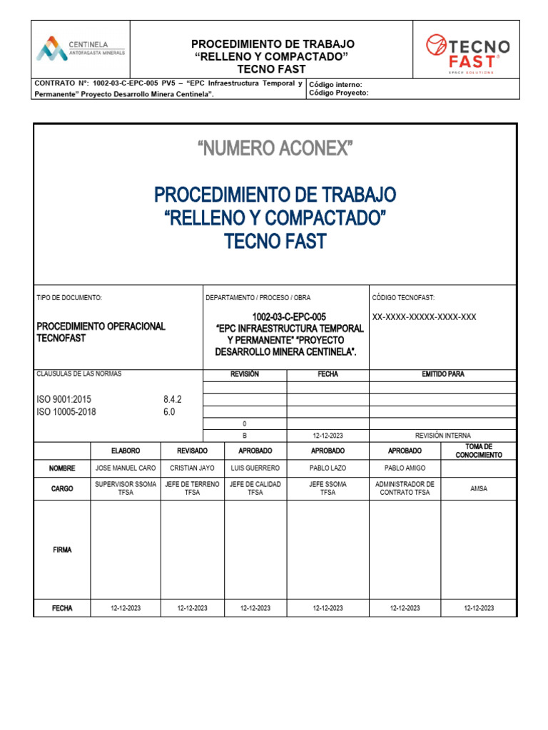 Procedimiento de Relleno y Compactado | PDF | Licencia de conducir ...
