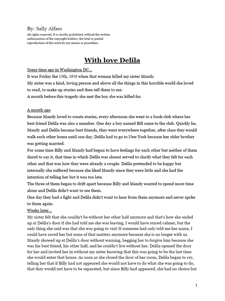 SALLY DANIELA ALFARO - Writing A Story | PDF