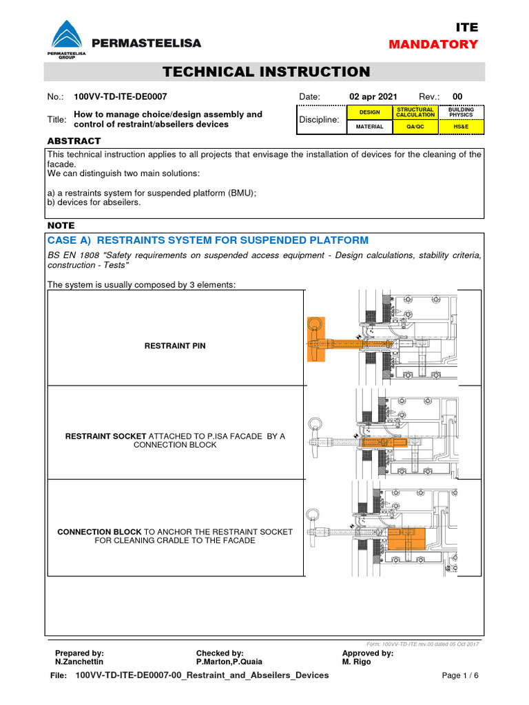 Restraint Systems for Abseiling Devices | PDF