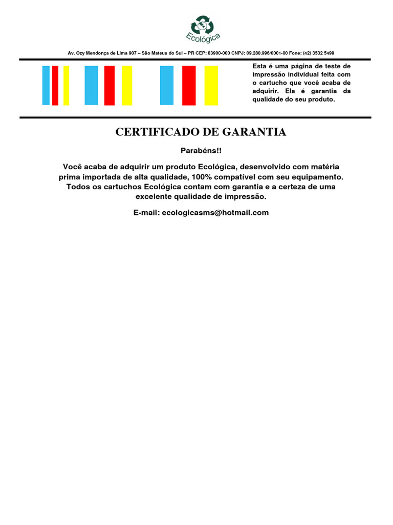 Folha de Teste Color | PDF