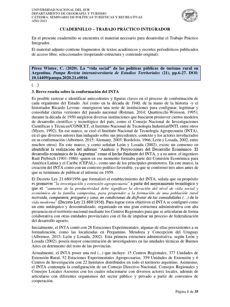 Trabajo Prã¡ctico Integrador.23 Cuadernillo | PDF