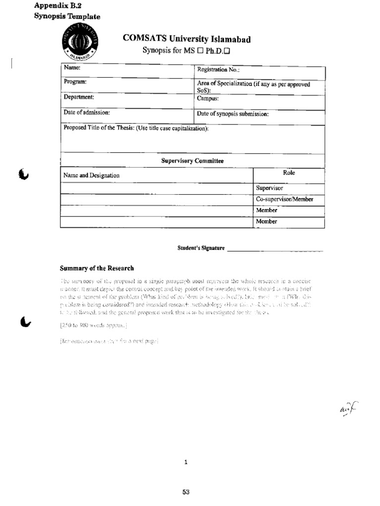 MS Synopsis Template | PDF