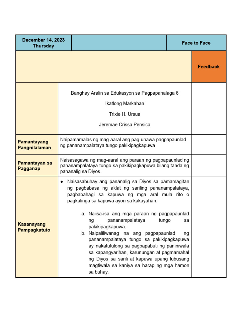 Final-Lesson-Plan Demo-No | PDF