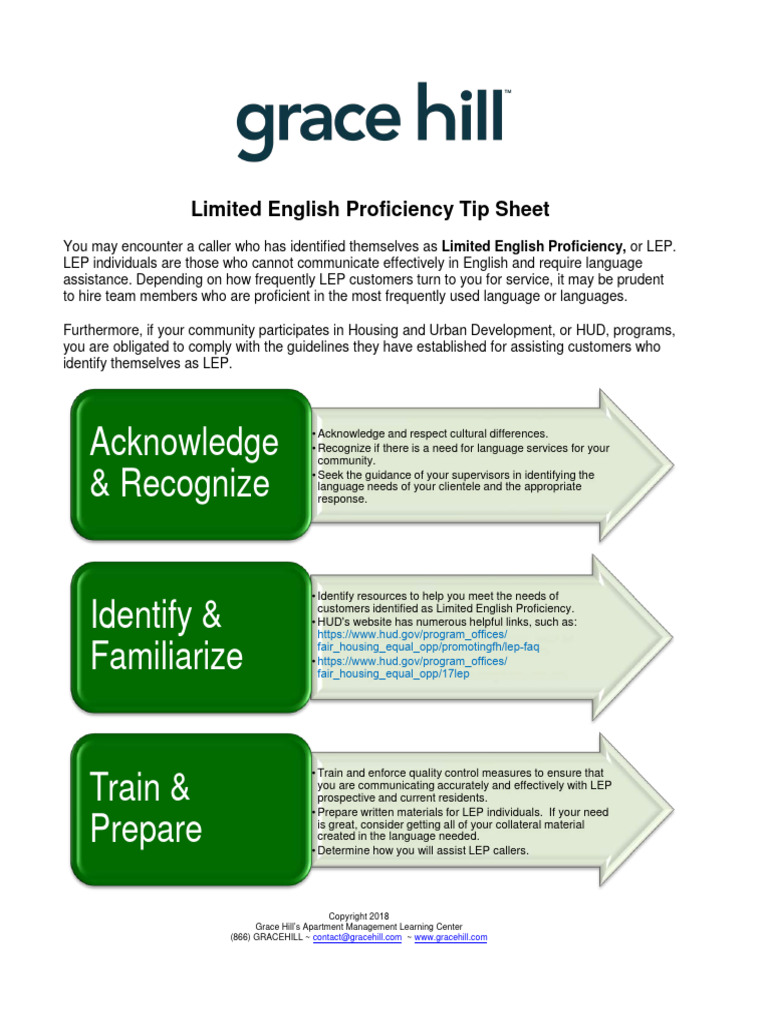 Limited English Proficiency Tip Sheet Update2018 | PDF