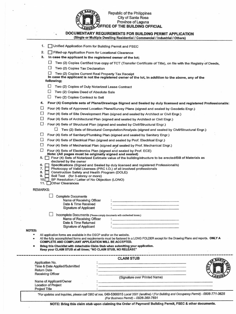 Documentary Requirements For Building Permit Application Santa Rosa ... Documentary Requirements For Building Permit Application Santa Rosa ...