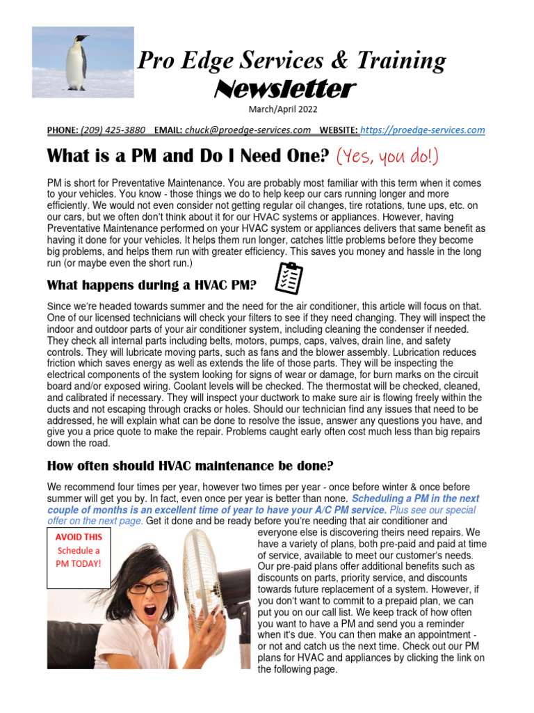 Pro Edge Services Newsletter - Mar - Apr | PDF | Duct (Flow) | Air ...