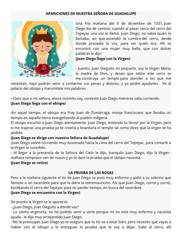 Aparición de la Virgen de Guadalupe | PDF | María, madre de Jesús