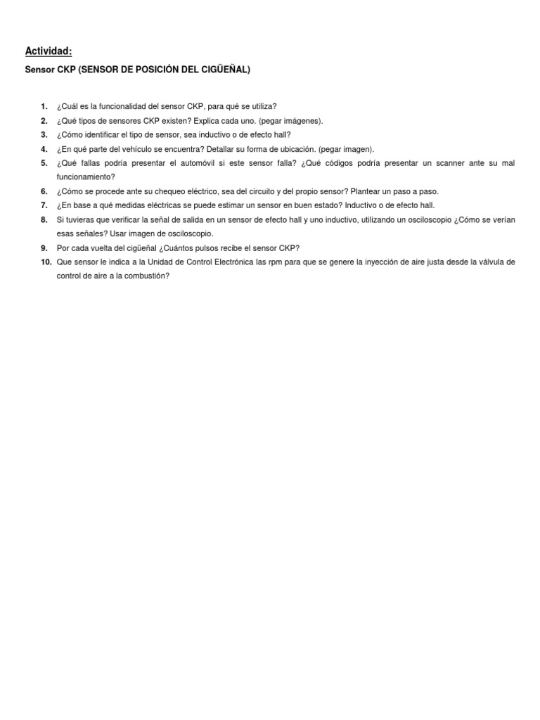 Preguntas Sensor CKP | PDF