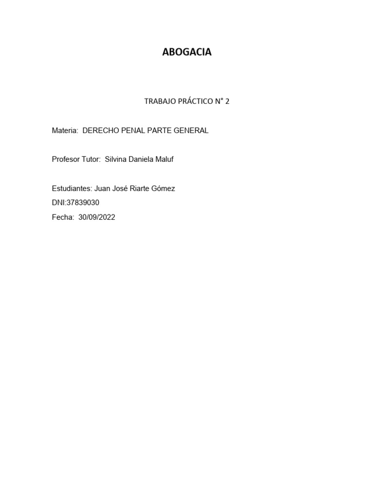 Trabajo Practico 2 Derecho Penal Parte General Pdf Ciencias Sociales 0445