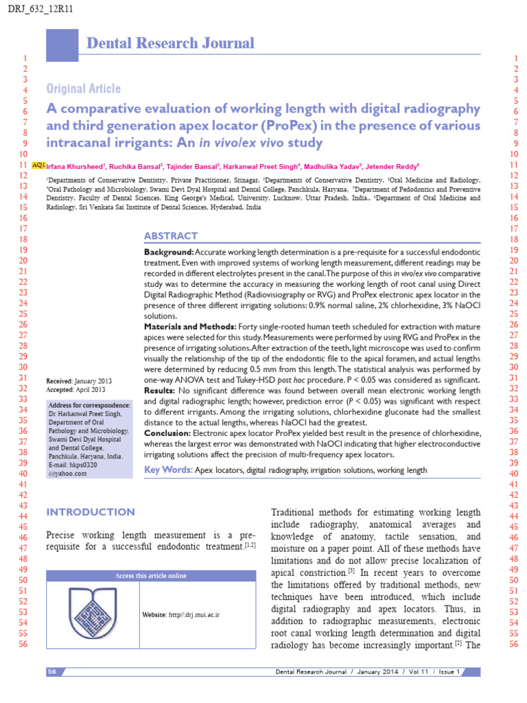 Dental Research Journal | PDF | Dentistry | Clinical Medicine