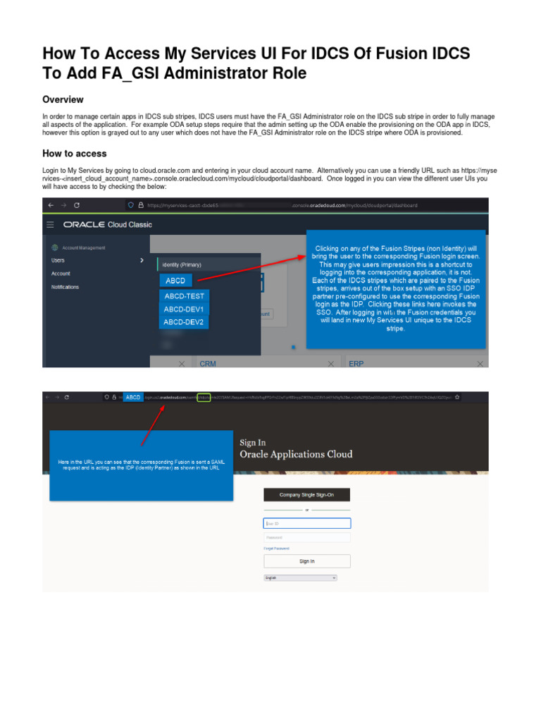 How To Access My Services UI For Fusion IDCS | PDF | Computers