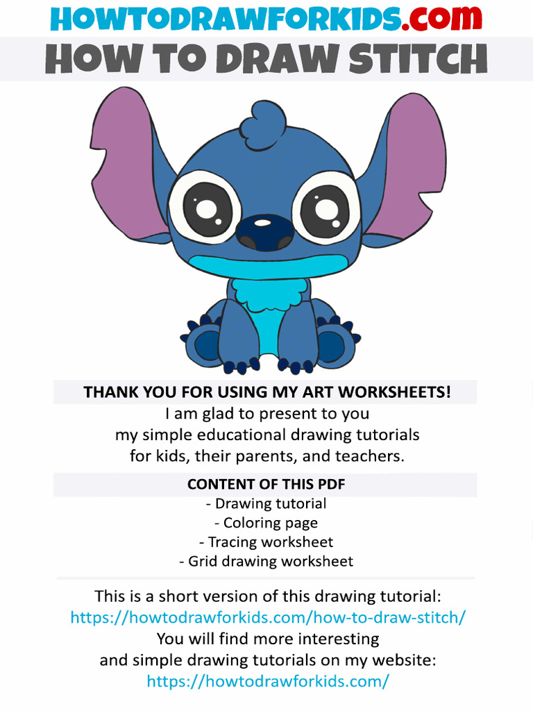 Stitch Drawing Worksheets | PDF