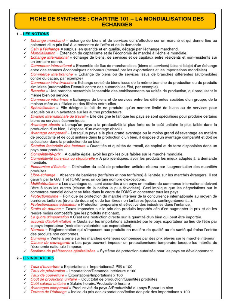 L'explication Du Développement Des Échanges Internationaux | PDF