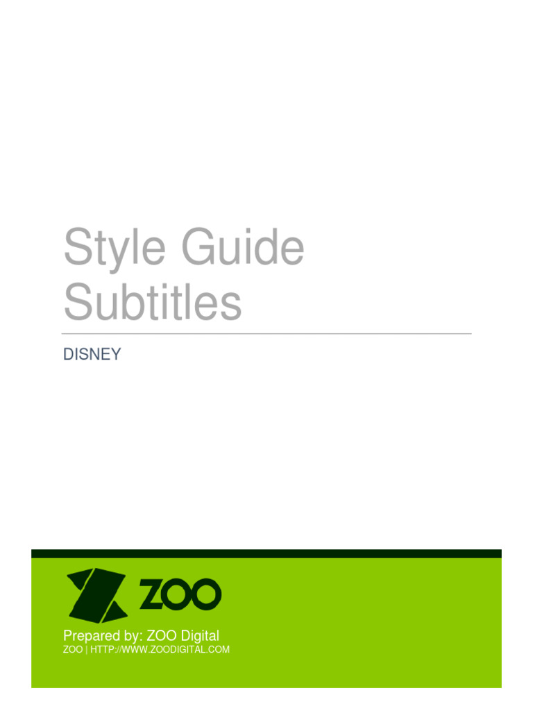 Disney Subtitles Style Guide | PDF | Ellipsis | Writing
