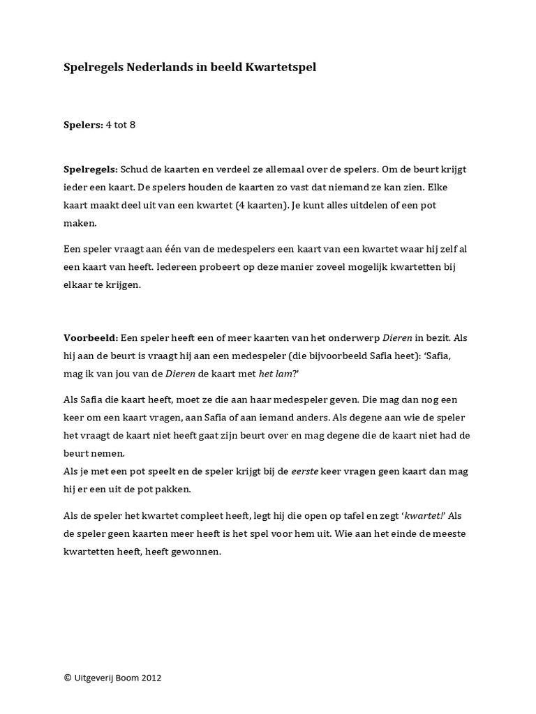 Spelregels Kwartet | PDF