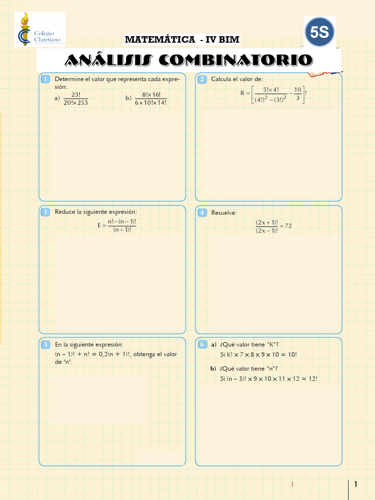 Análisis combinatorio (1) | PDF | Matemáticas | Lógica matemática