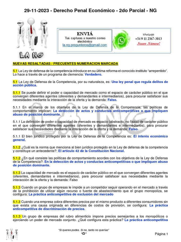 29-11 - 2023 - Derecho Penal Economico - 2do Parcial - NG | PDF | Derecho penal | Trucos de ...