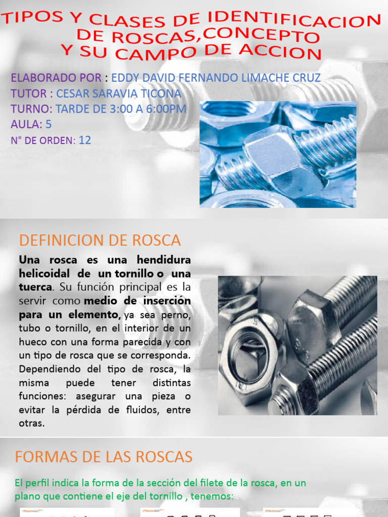 Tipos de Roscas y Sus Aplicaciones | PDF | Tornillo | Metalurgia
