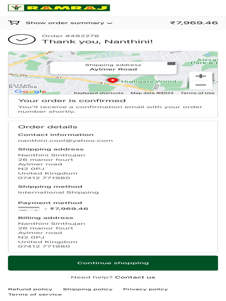 Thank You For Your Purchase! - Ramraj Cotton - Checkout | PDF