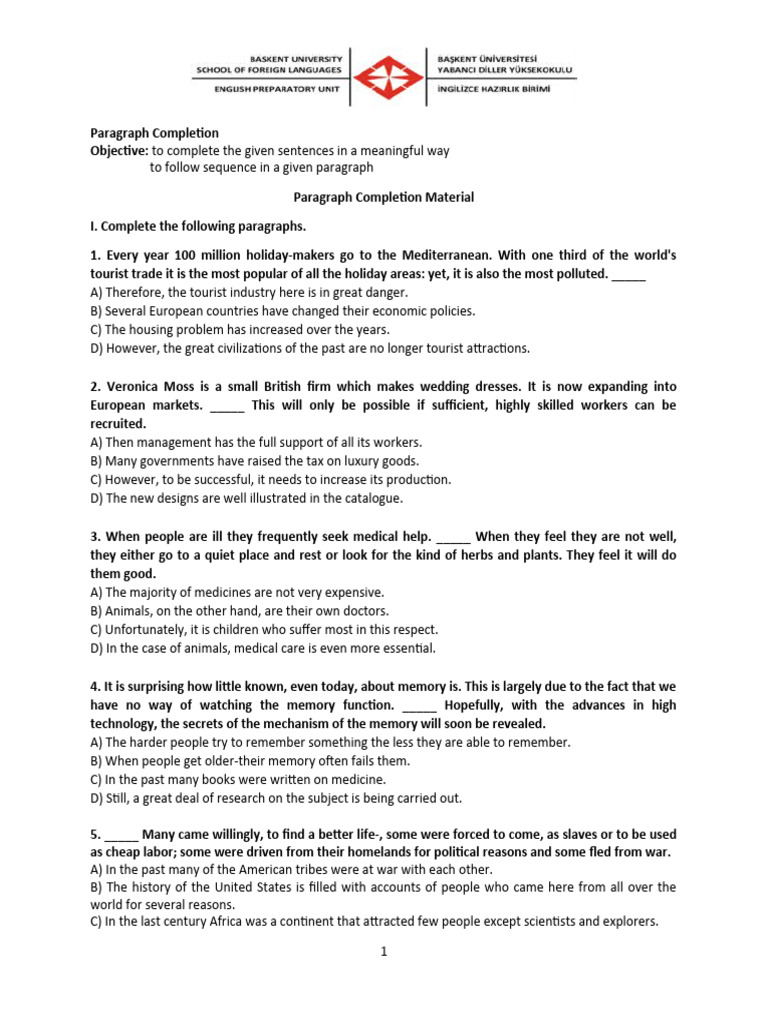 Paragraph Completion Material 1 | PDF | Tobacco Smoking | Addiction