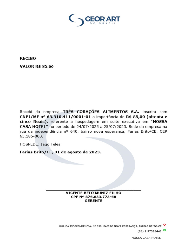 Recibo Tim Bra Do | PDF | Business | Justiça