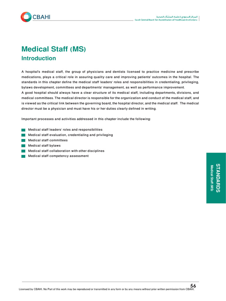 MS& Poc Cbahi 3RD Edition | PDF | Patient | Hospital