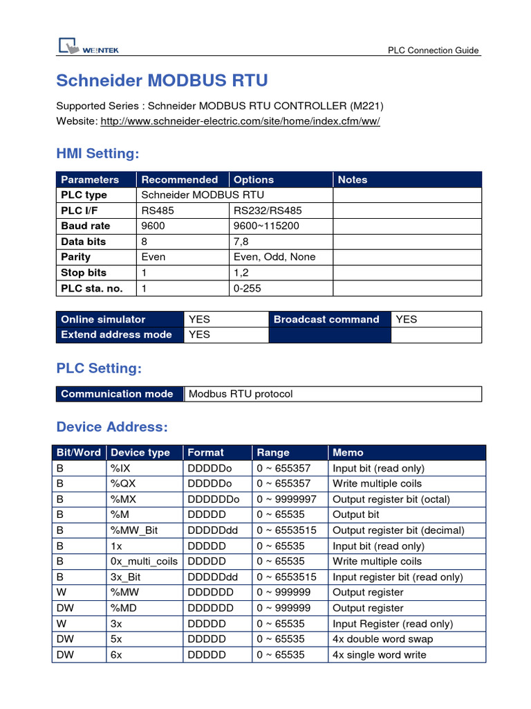 Schneider Modbus Rtu Pdf Programmable Logic Controller Manufactured Goods 