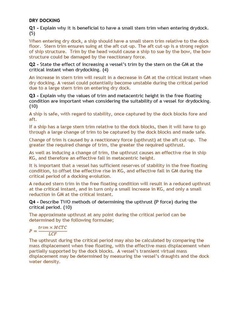 Dry Docking | PDF | Buoyancy | Water Transport