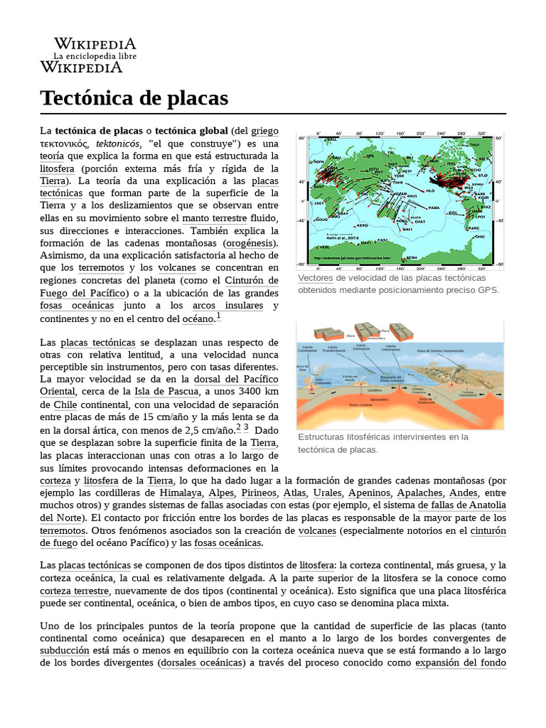 Tectónica de Placas: Movimiento y Estructura | PDF | Placas tectónicas ...