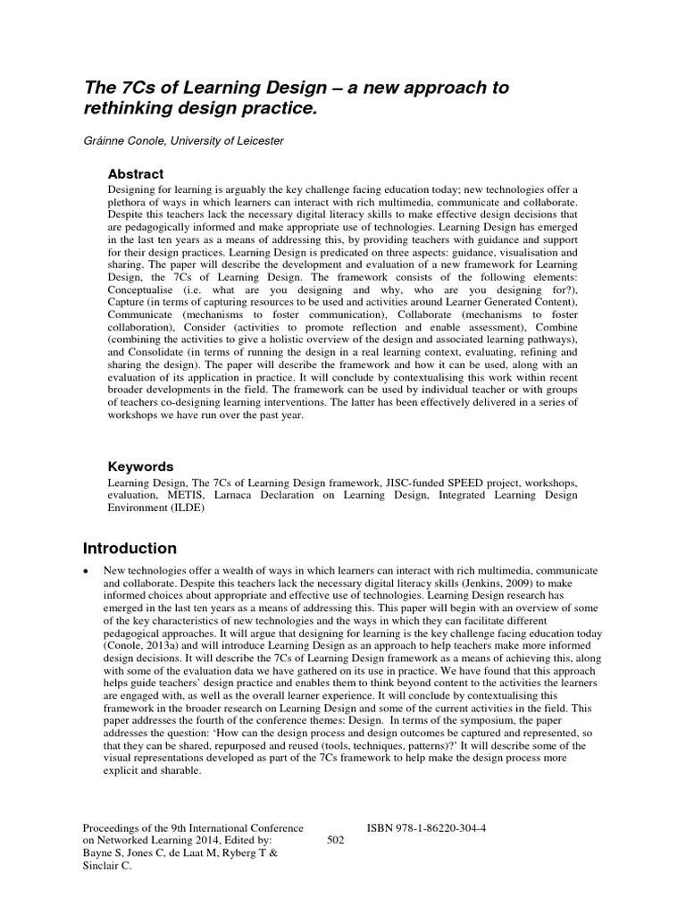 Conole | Download Free PDF | Instructional Design | Learning