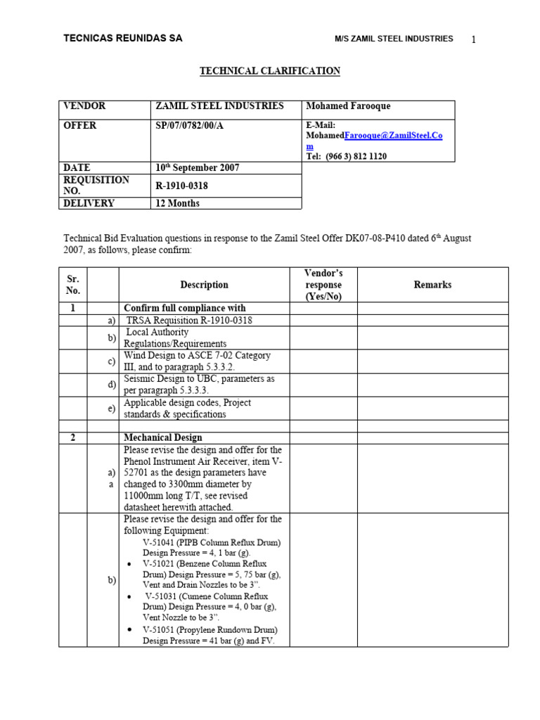 Technical Clarification-Zamil Steel-1910-0318 Offer | PDF | Building Materials | Building ...