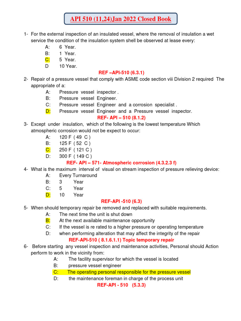 API 510.jan 2022 (Open & Closed) | PDF | Strength Of Materials ...