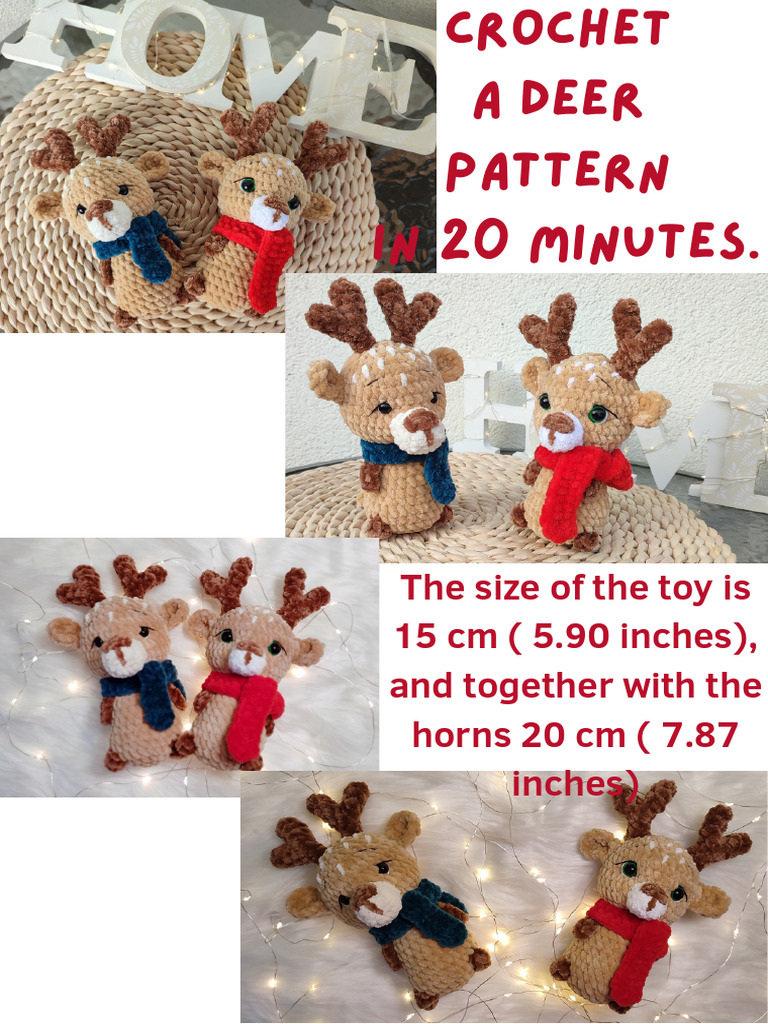 Crochet A Deer Pattern in 20 Minutes. | PDF | Yarn | Crochet