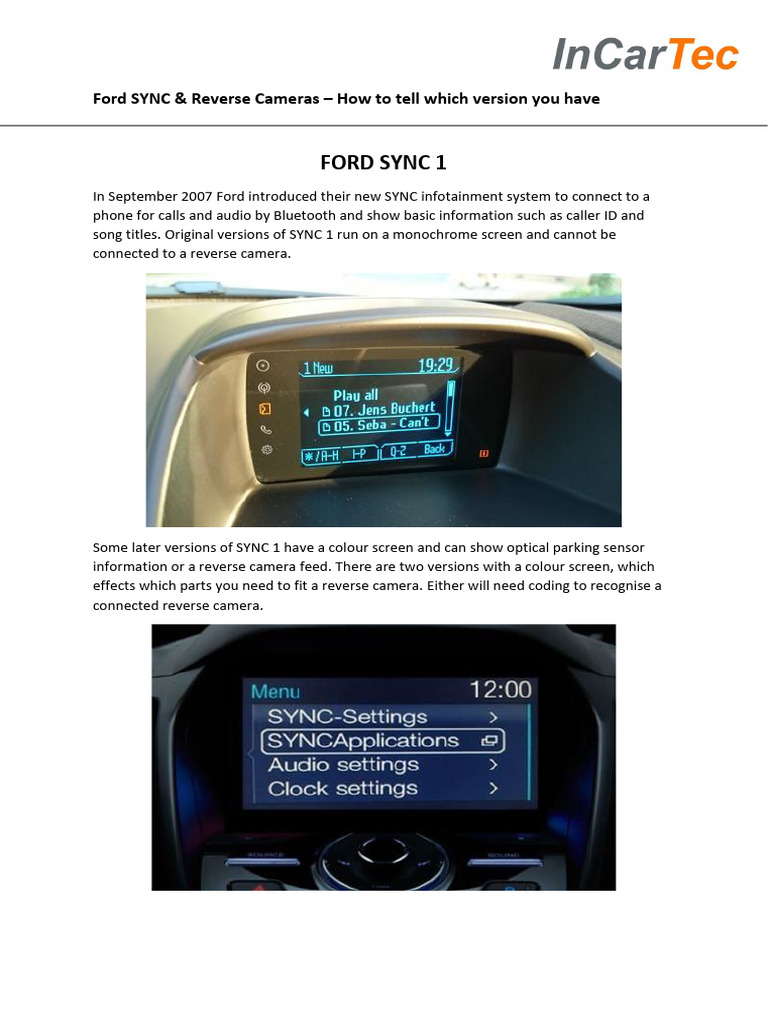 Identifying Your Ford SYNC Version | PDF | Ford Vehicles | Private ...