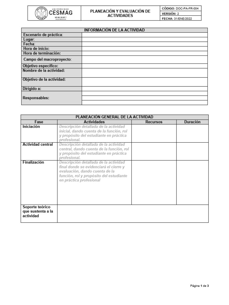 CÓDIGO: DOC-PA-FR-004 Versión: 2 FECHA: 31/ENE/2022: Página 1 de 3 | PDF | Informática