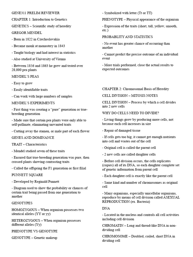 Genetics Overview: Mendel and Cell Division | PDF | Science & Mathematics