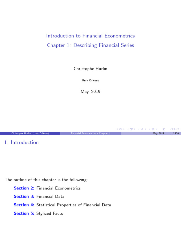 Chapter1 Describing Financial Series | PDF | Estimator | Normal Distribution