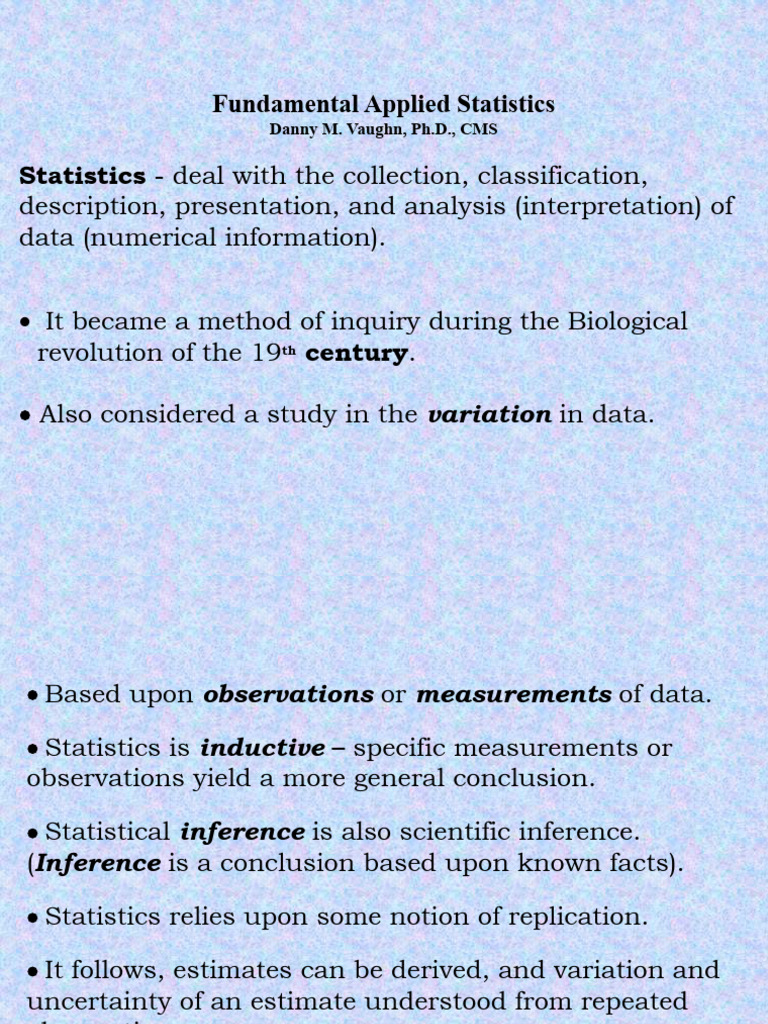 Basic Statistics Power Point | Download Free PDF | Statistics | Variance